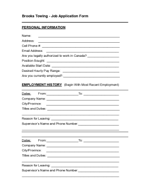 Fillable Online Job Application Form.pages - Brooks Towing Fax Email ...