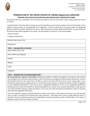 Fillable Online Pension Beneficiary Designation Form. Pension ...