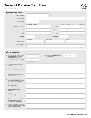 Fillable Online Group Life Waiver of Premium Claim Form Fax Email Print ...