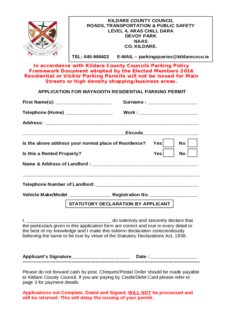 application for visitors parking permits - Kildare.ie Doc Template ...