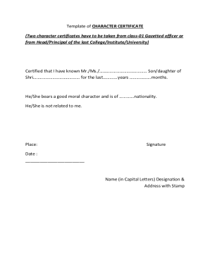 Fillable Online Character Certificate Uses, Format, Samples, Free ...