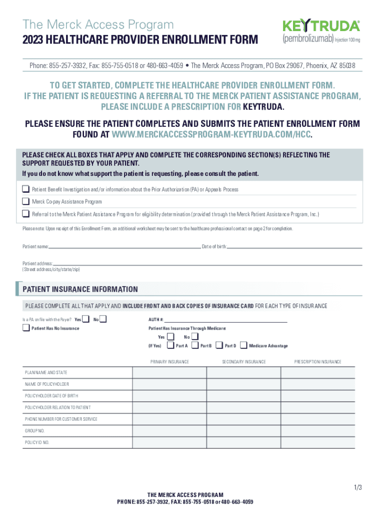 Fillable Online Get The Merck Access Program Enrollment Form Phone ... Fax Email Print - pdfFiller