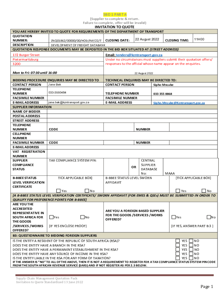 Fillable Online SCM-Bid documents SBD 1 - Eastern Cape Department of Health Fax Email Print ...