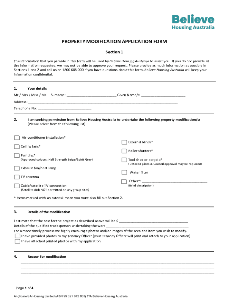 Fillable Online Property Modification Application Form Fax Email Print ...