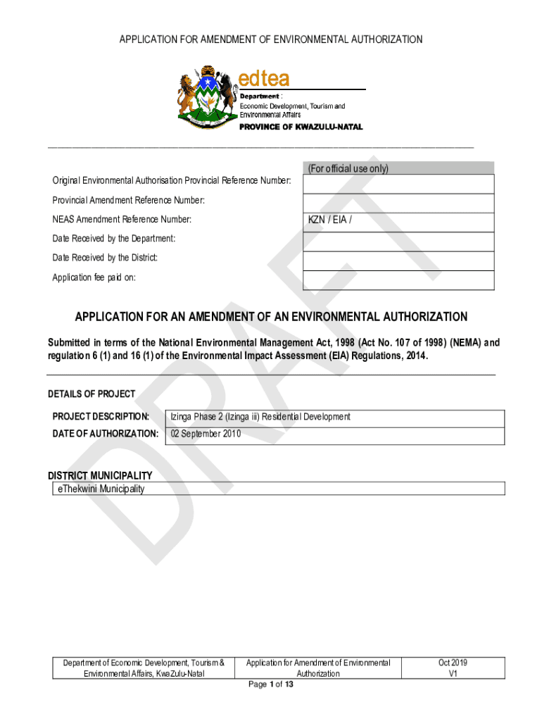 Fillable Online application for environmental authorization - SAHRIS ...
