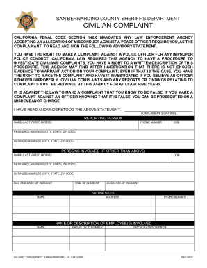 Fillable Online Civilian Complaint Form English Version. Civilian ...