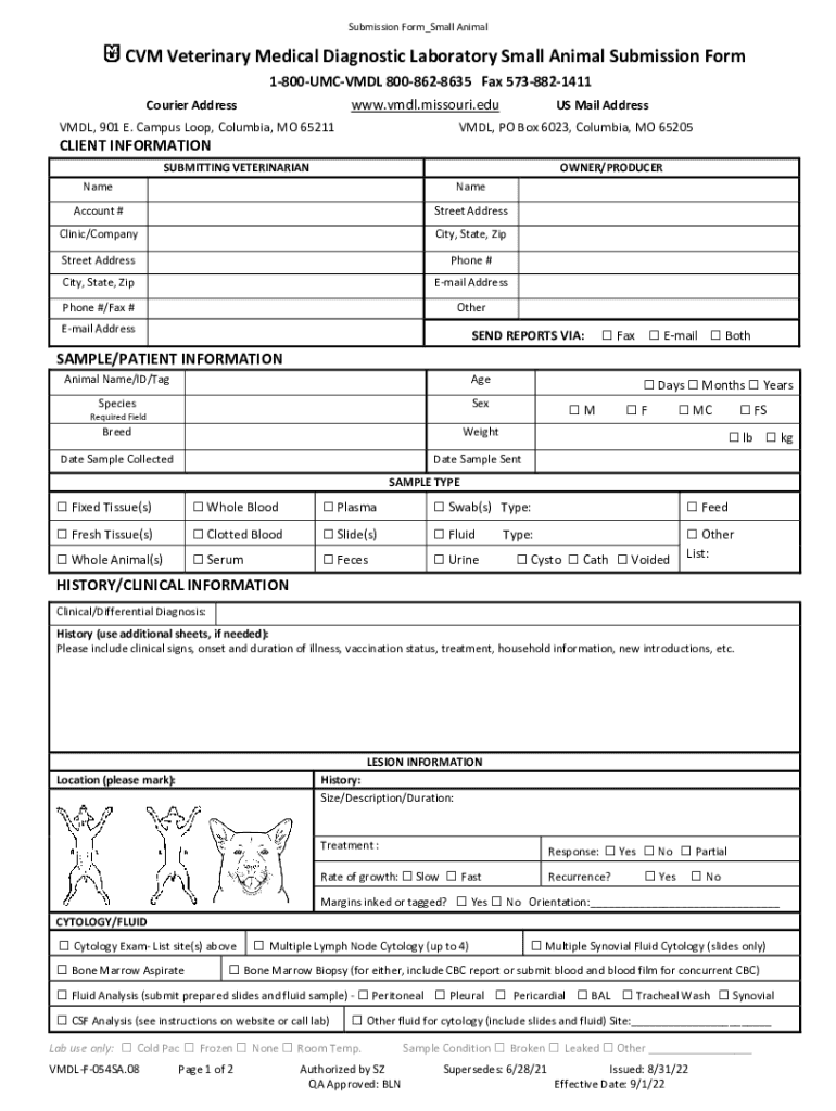 Fillable Online vmdl missouri Contact Us - MU Veterinary Medical ...