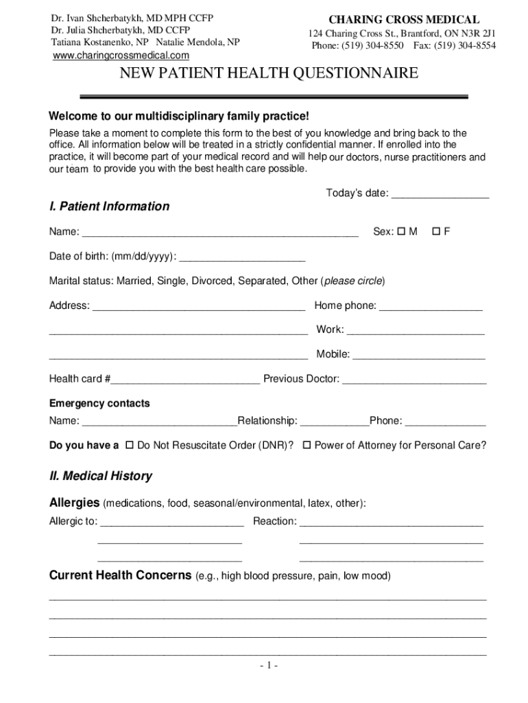 Fillable Online NEW PATIENT FORM, Ivan Shcherbatykh.doc Fax Email Print ...
