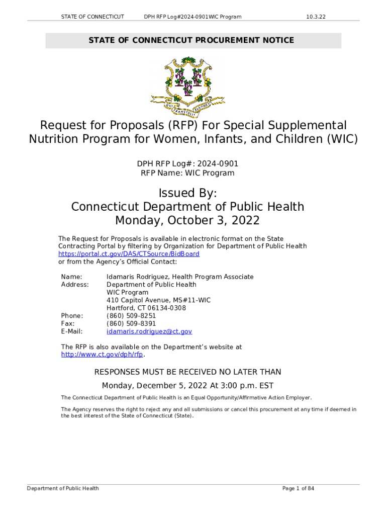 LEGAL NOTICE for RFP 2024-0901 WIC Local Agency - CT.gov Doc Template ...