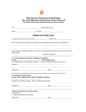 Request for Study Leave Doc Template | pdfFiller