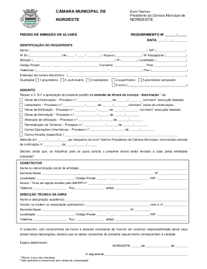 Fillable Online Exmo. Senhor Presidente da Cmara Municipal de Lisboa ...