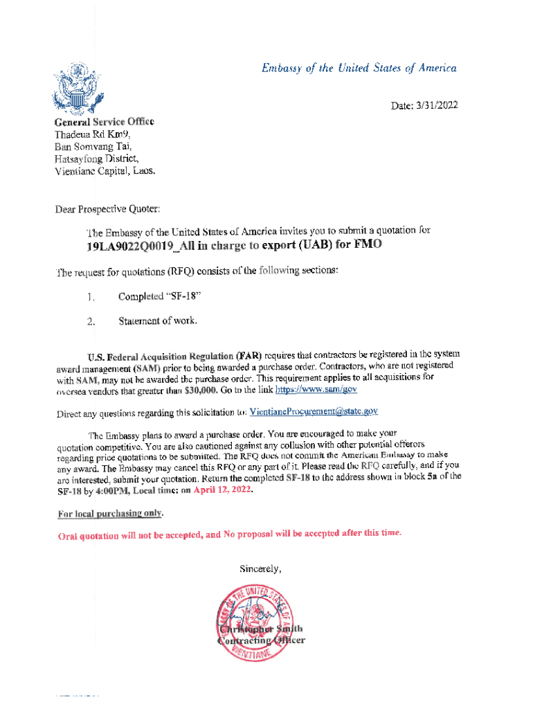 Fillable Online REQUEST FOR QUOTATION STANDARD FORM 18 (REV. ... Fax ...