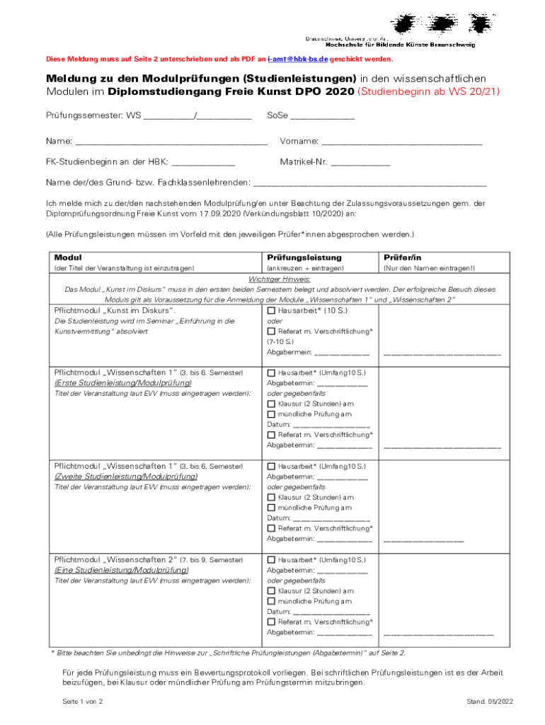 Fillable Online Formatvorlage HBK Brief Fax Email Print - pdfFiller