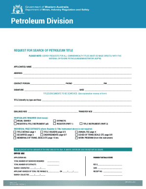 Fillable Online Petroleum Division Form - Request for Search of ...
