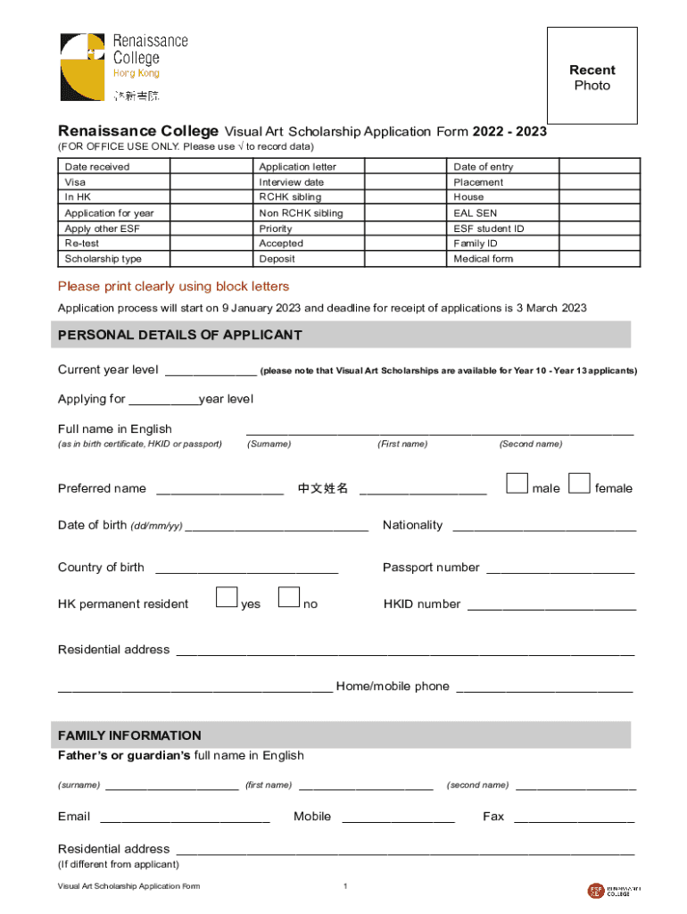 Fillable Online Renaissance College Academic Scholarship Application Form ... Fax Email Print ...