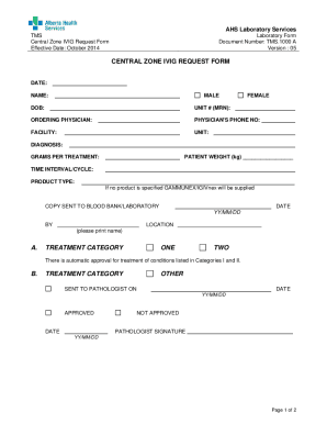 Fillable Online IVIG Request form - Alberta Health Services Fax Email ...