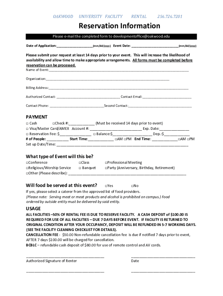 Fillable Online Internal Service Request - Oakwood University Fax Email ...