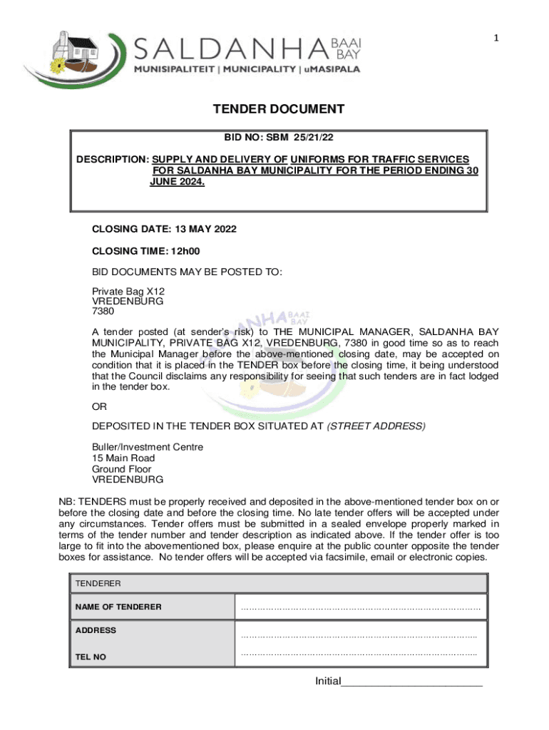 Fillable Online Supply And Delivery Of Uniforms For Traffic ...