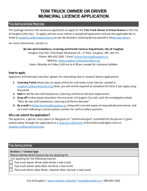 Fillable Online Tow Truck Owner or Driver Application Form Fax Email Print - pdfFiller