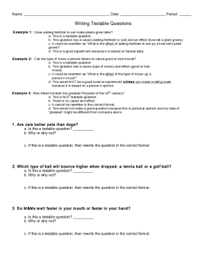 Fillable Online writing testable questions practice.docx Fax Email ...