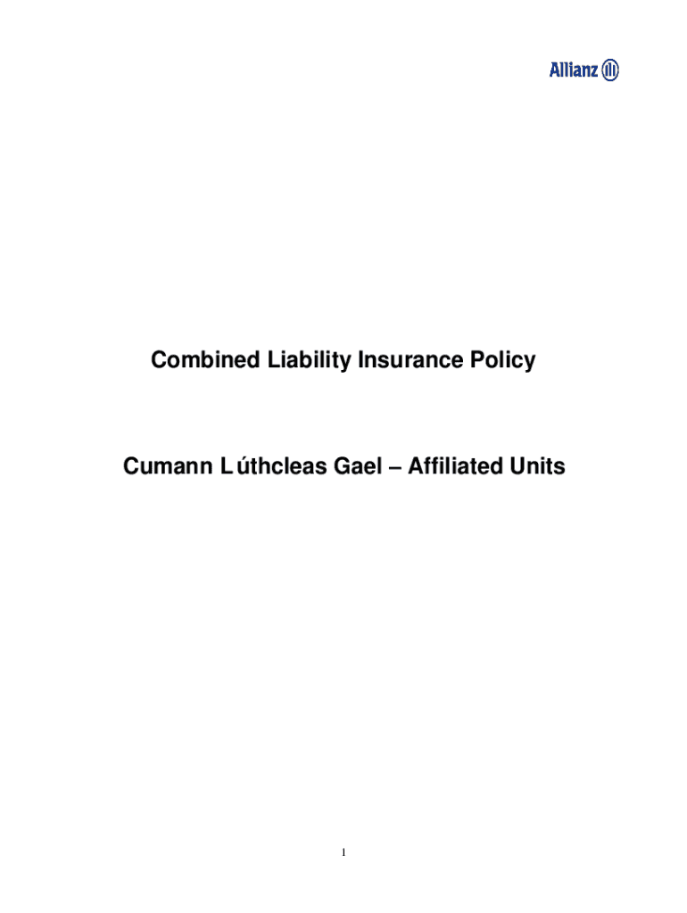 Fillable Online Combined Liability Insurance Policy Cumann Lthcleas ...