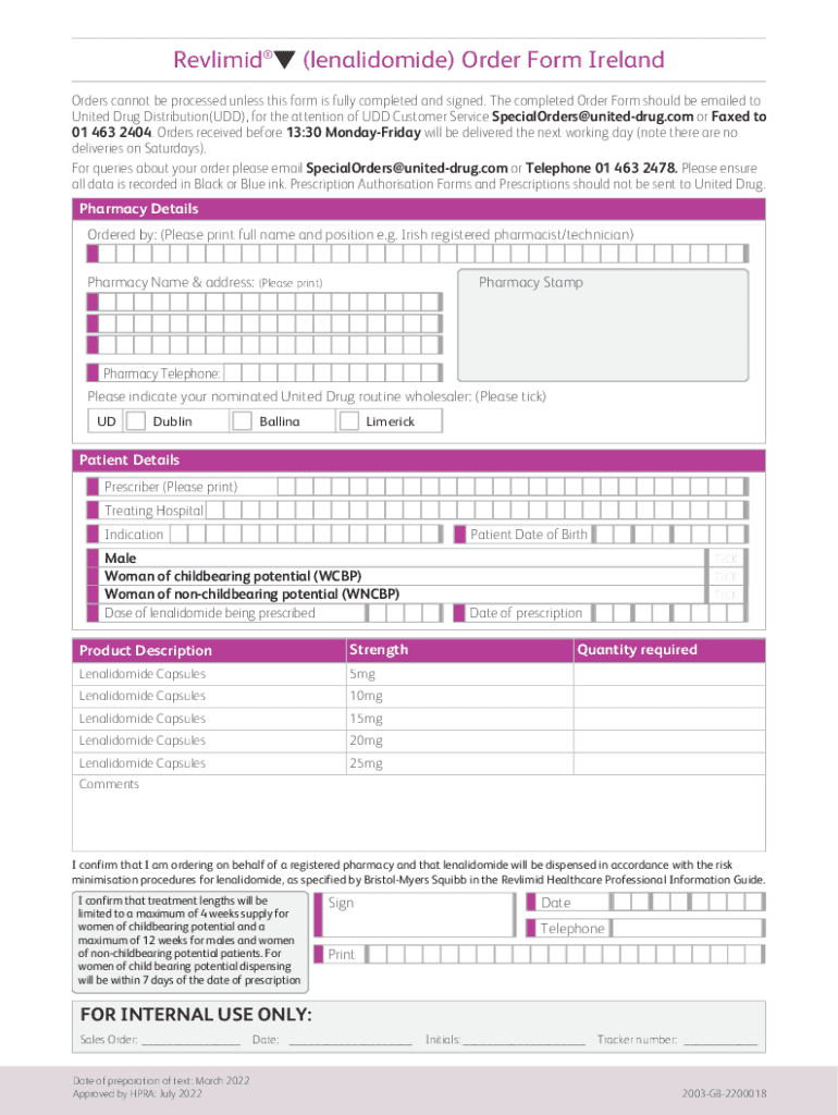 Fillable Online () Order Form Ireland - HPRA Fax Email Print - pdfFiller