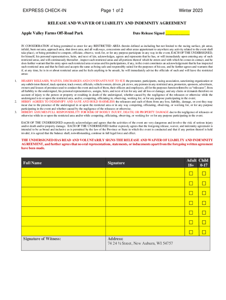 Fillable Online release, hold harmless and agreement not to sue Fax Email Print - pdfFiller