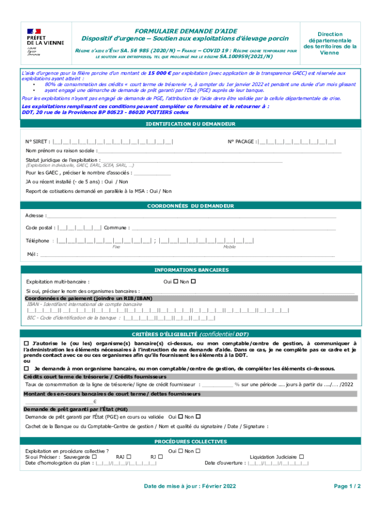 Fillable Online mise en uvre d'un dispositif d'urgence en vue de soutenir les ... Fax Email ...