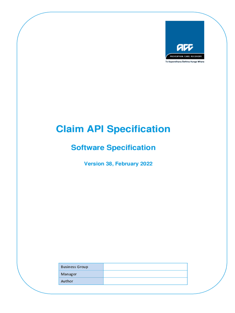 Fillable Online Claim API Specification. Software Specification Fax Email Print - pdfFiller