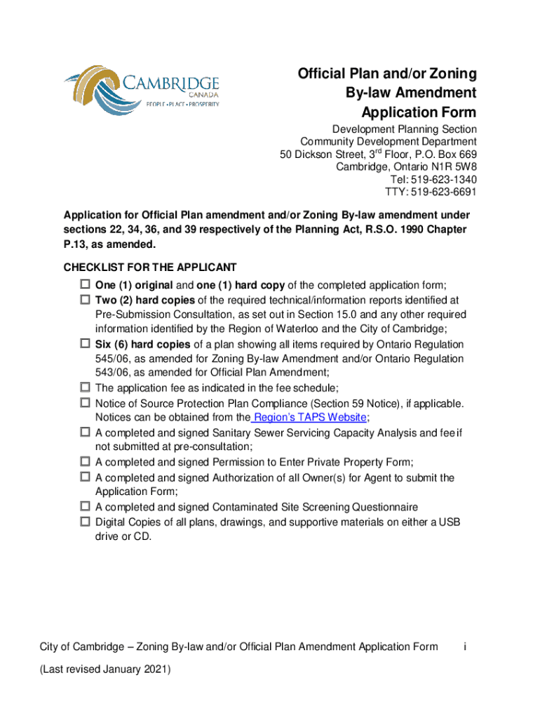 Fillable Online Official Plan Amendment and Zoning By-law Amendment ...