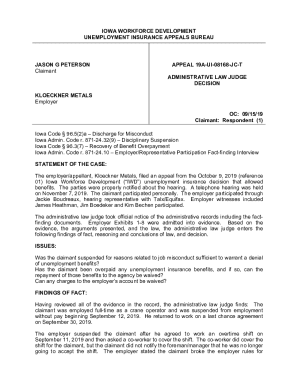 Fillable Online appeal no. 14a-ui-00406-jtt - Iowa Workforce ...