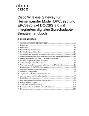 Fillable Online Cisco Model DPC3925 and EPC3925 8x4 DOCSIS 3.0 Wireless ...