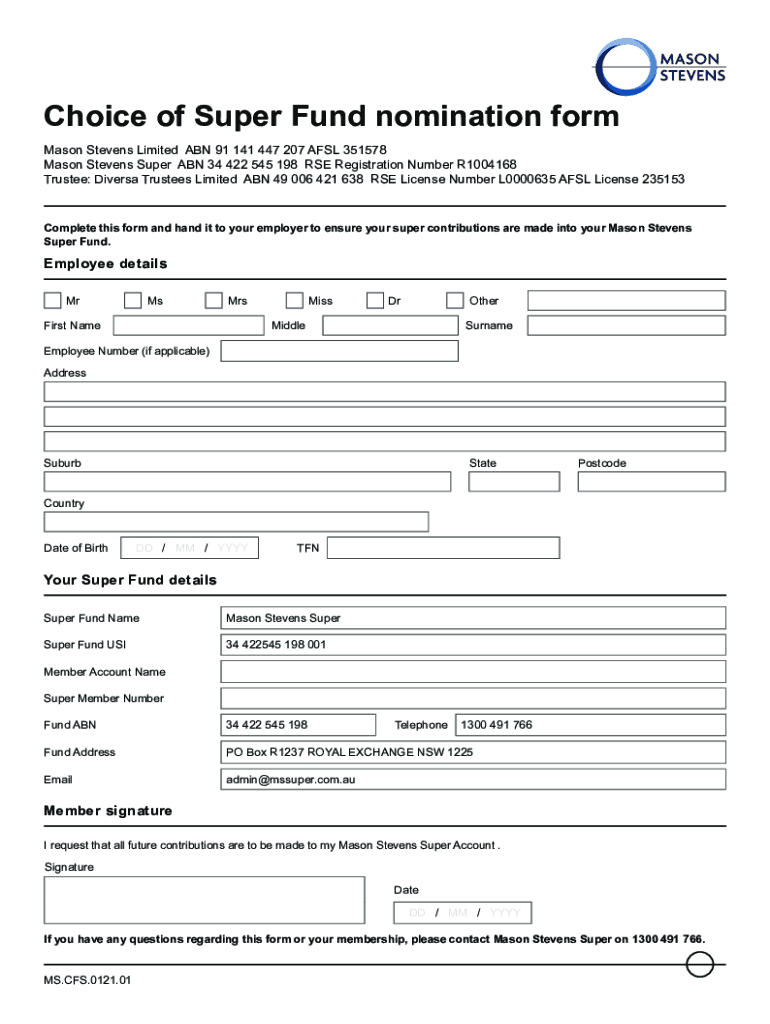 Fillable Online MS SUPER FUND NOMINATION AND COMPLIANCE LETTER. MS SUPER FUND NOMINATION AND ...