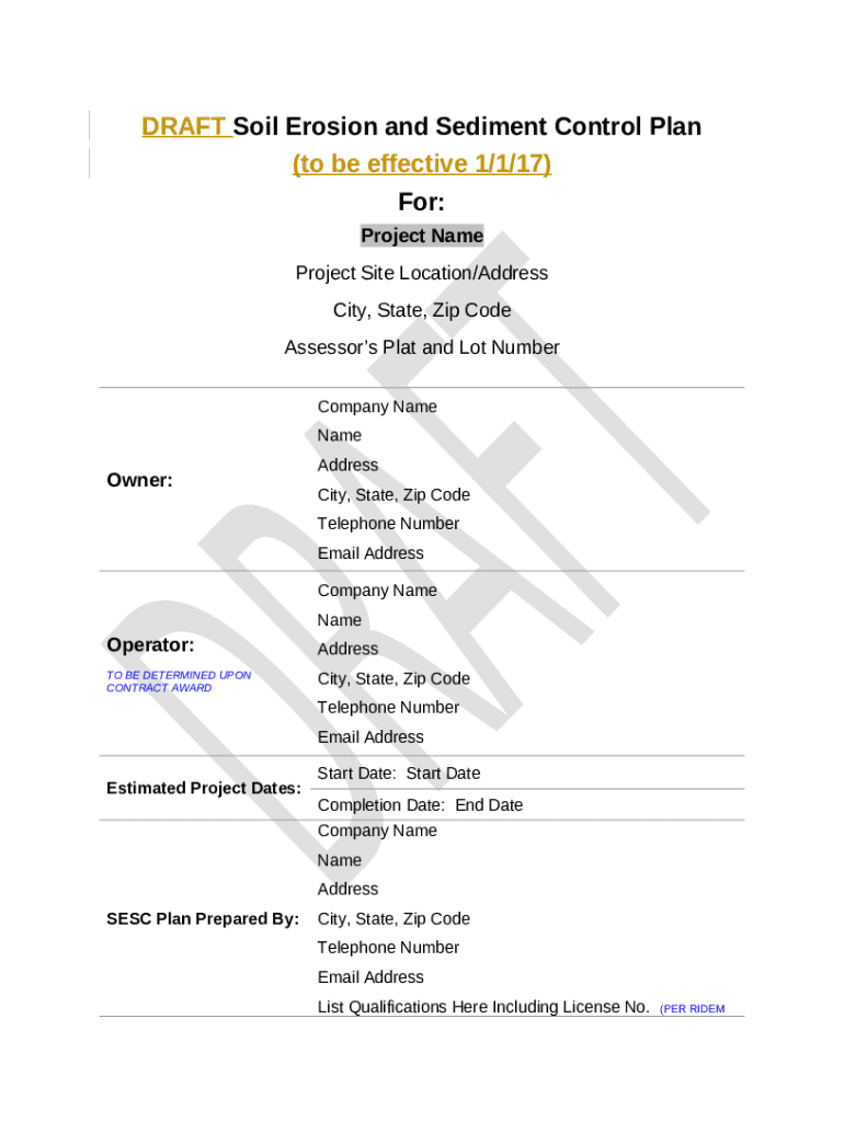 Sample Erosion a Sedimentation Control Plan - NC.GOV - dem ri Doc ...