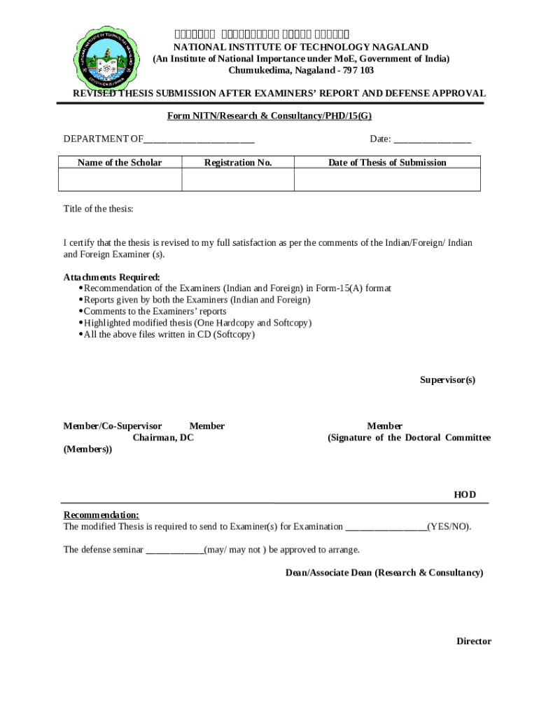 -15G-Thesis Revision Submission.doc - NIT Nagaland Doc Template | pdfFiller
