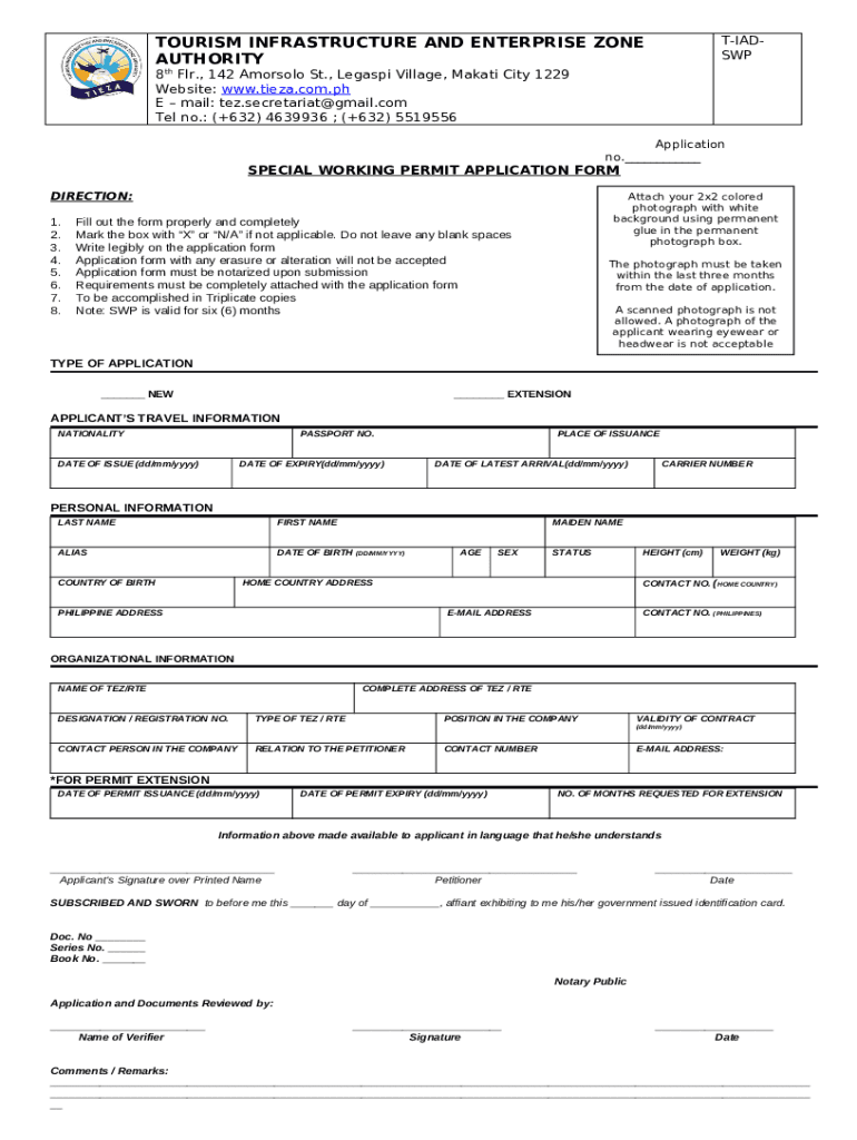 Application (Principal & Dependents) - tieza gov Doc Template | pdfFiller