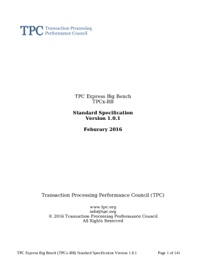TPC Express Big Bench (TPCx-BB) Standard Specification ... Doc Template ...