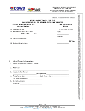 dswd-sb-gf-074 assessment tool for the accreditation of center ... Doc ...