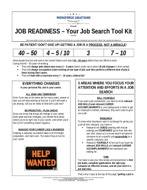 Your Job Search Tool Kit - Workforce Solutions Panhandle Doc Template ...
