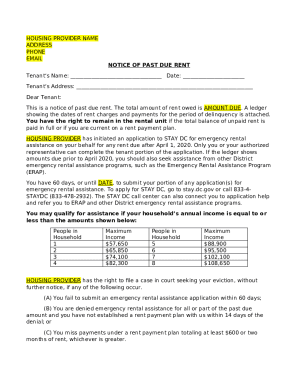 Past-Due Rent Notice for Landlords Free Template Doc Template | pdfFiller