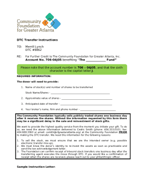 dtc transfer instruction sheet - NYU School of Law Doc Template | pdfFiller