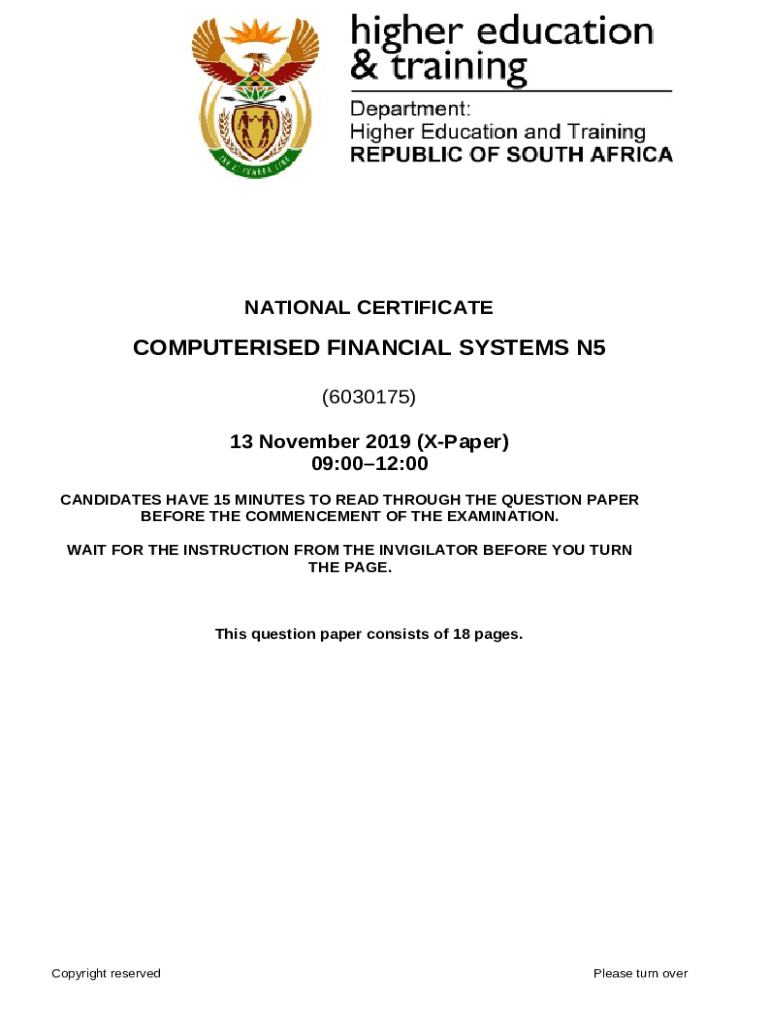 computerised financial systems n5 Doc Template | pdfFiller