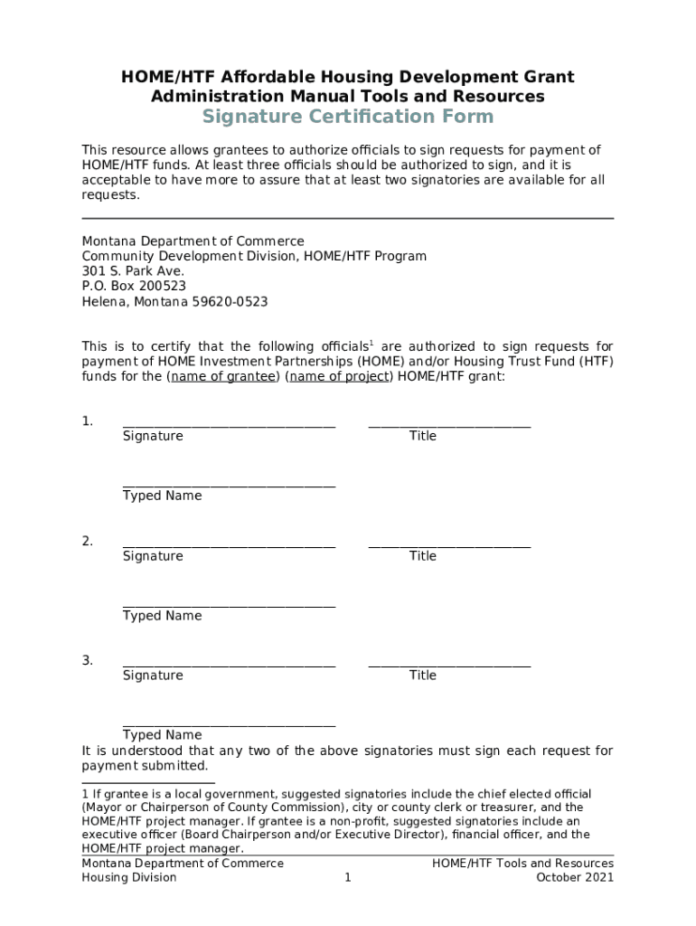 Signature Certification - housing mt Doc Template | pdfFiller