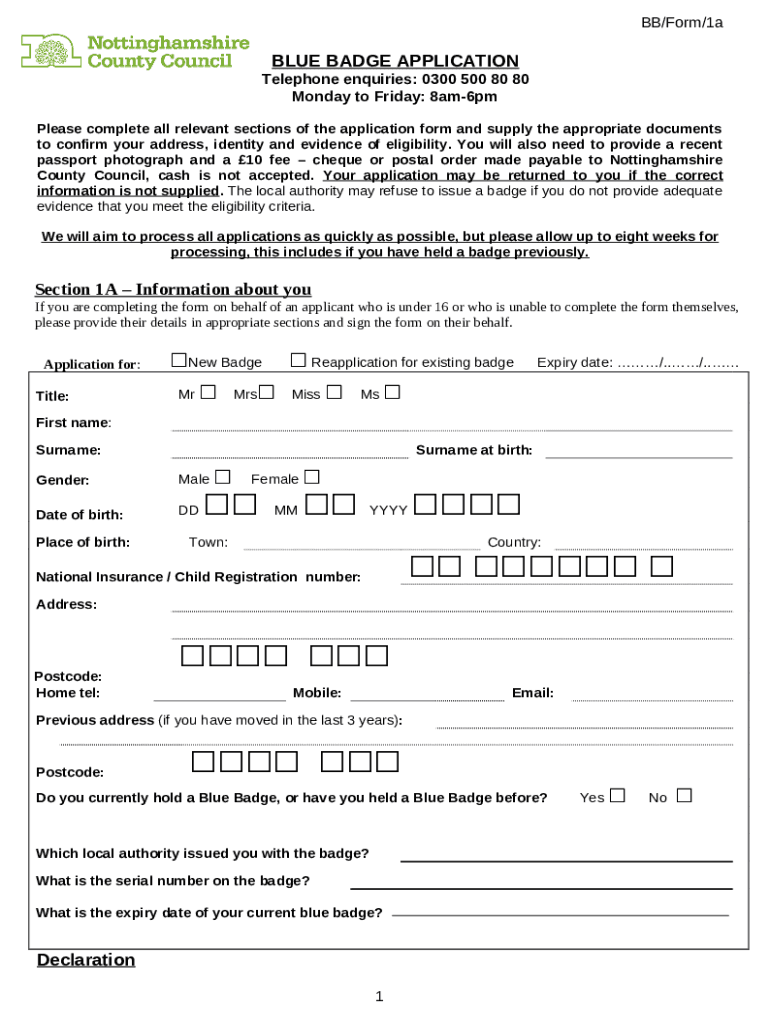 blue badge application - Nottinghamshire County Council Doc Template ...