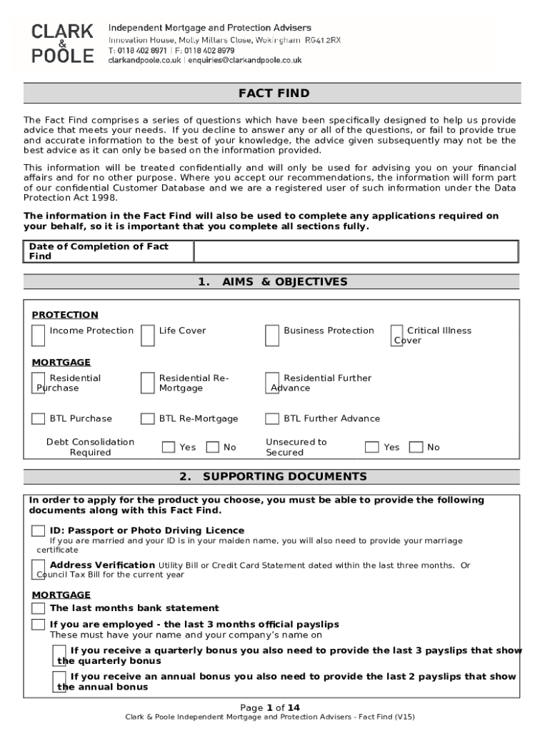 FACT FIND - Clark and Poole Doc Template | pdfFiller
