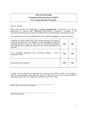 Application for the Consultative Working Group ... - ESMA Doc Template ...