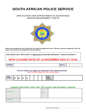 SAPS APPLICATION .doc - SOUTH AFRICAN POLICE ... Doc Template | pdfFiller
