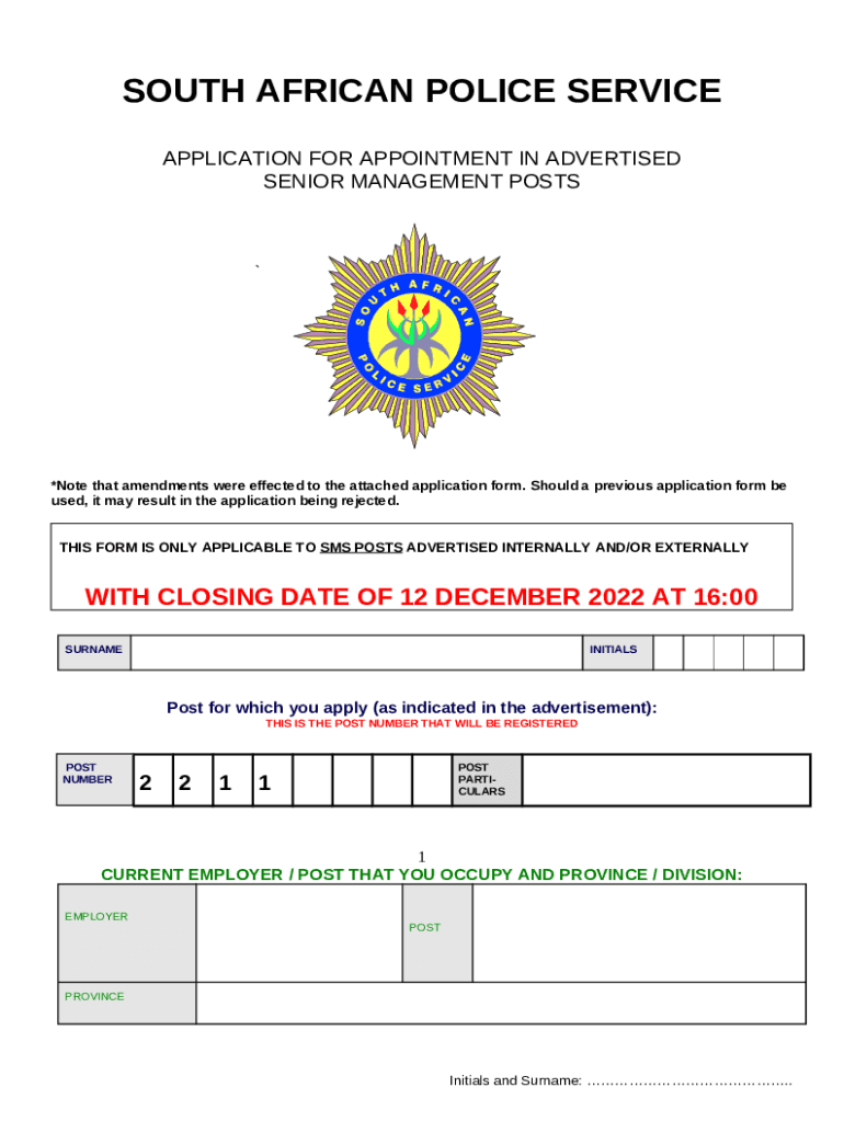 SAPS APPLICATION .doc - SOUTH AFRICAN POLICE ... Doc Template | pdfFiller