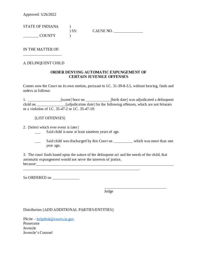 Detailed Ination on Criminal Case Expungement - IN.gov Doc Template ...