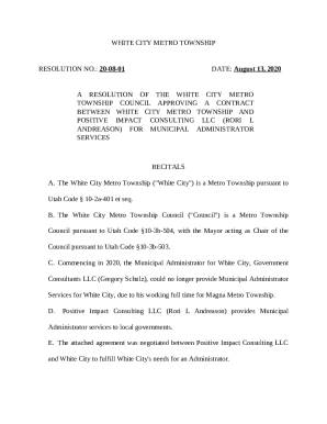 WHITE CITY METRO TOWNSHIP RESOLUTION NO. - Utah.gov Doc Template ...